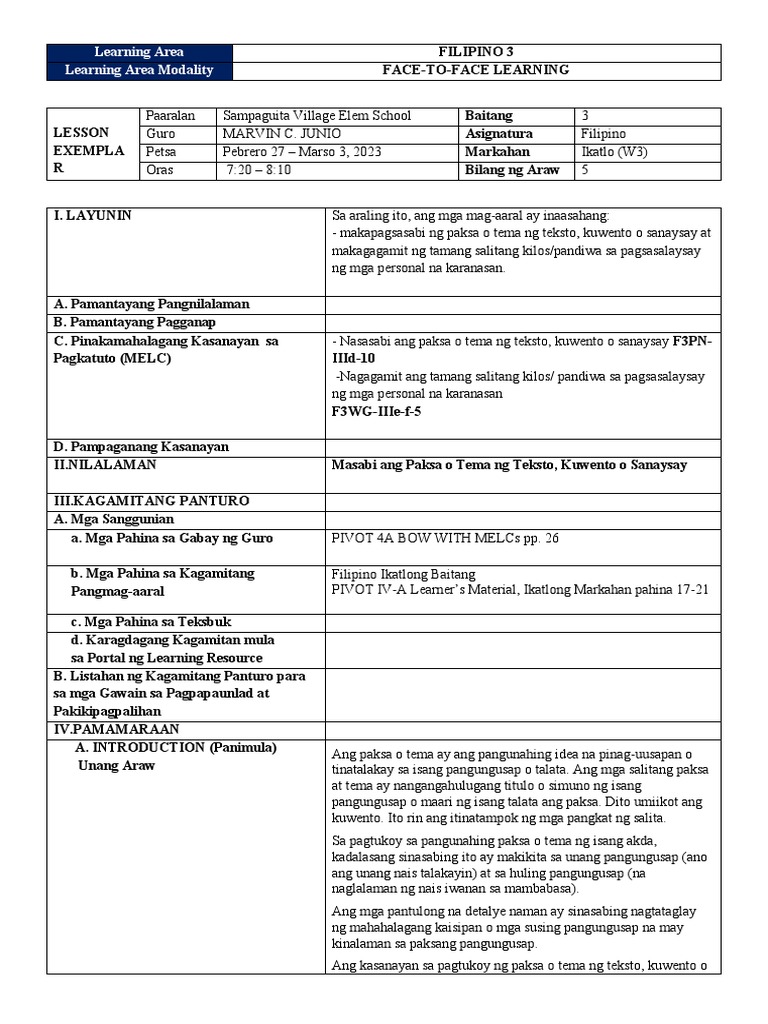 Q3 W3 Le Filipino | PDF
