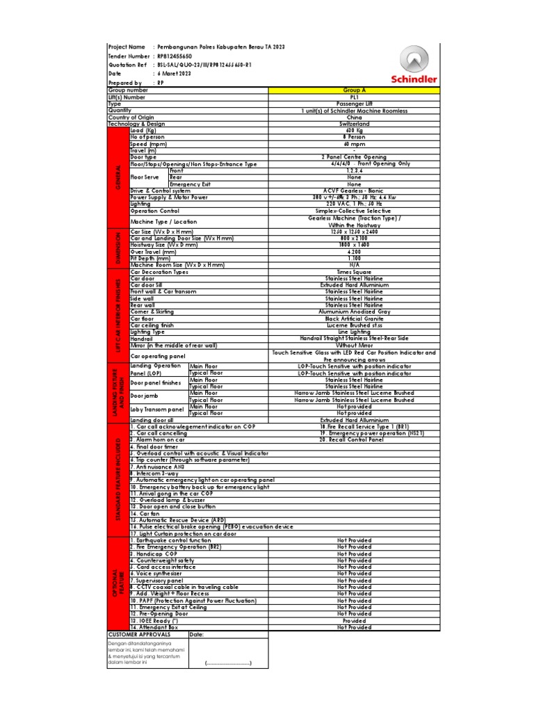 Spec | PDF | Elevator | Door