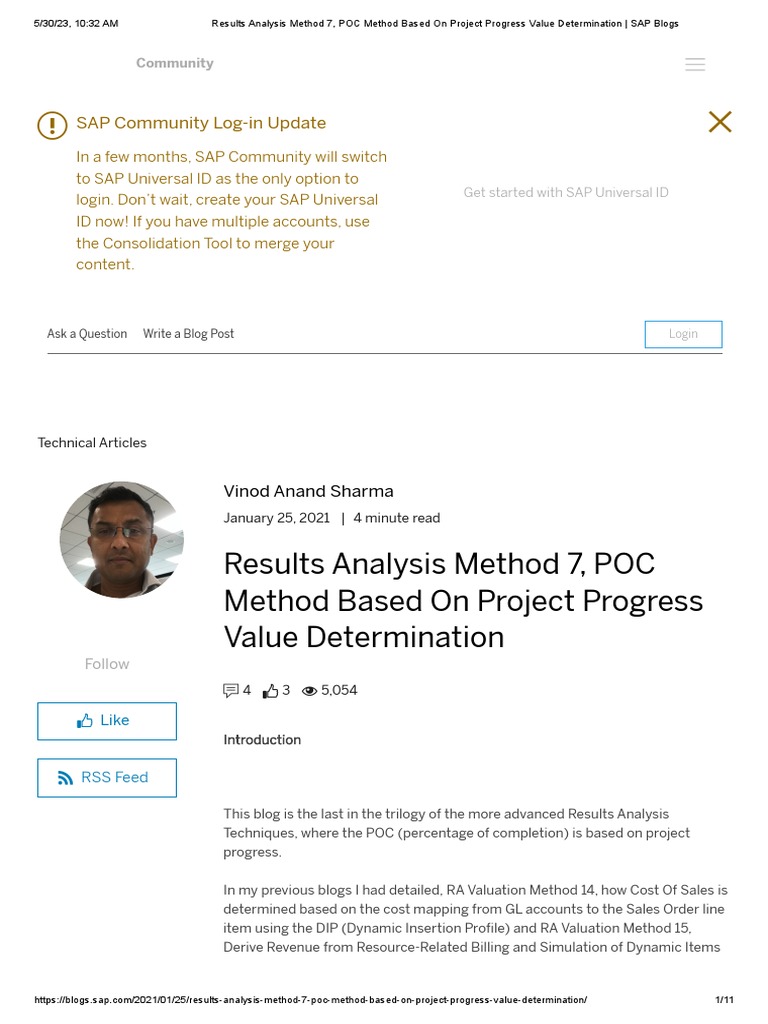 POC Method for SAP Project Progress Analysis | PDF | Cost | Valuation ...