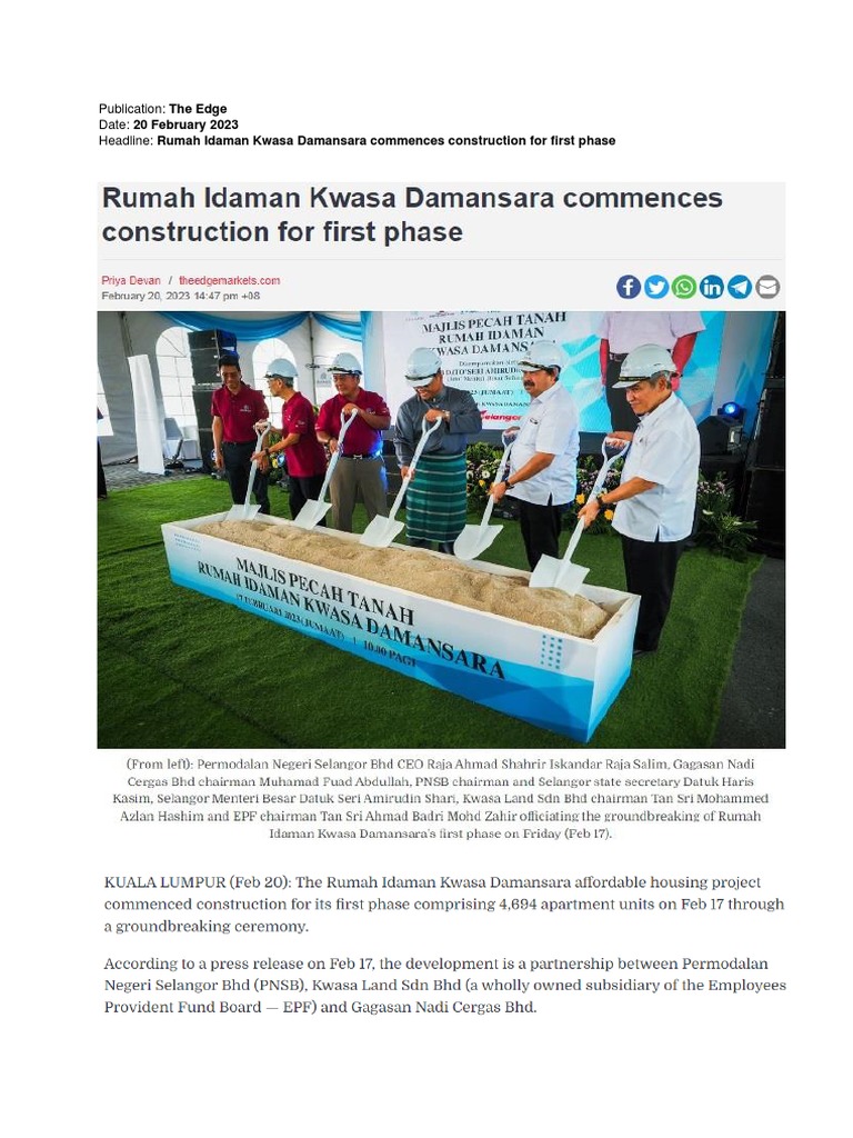Rumah Idaman Kwasa Damansara Commences Construction For First Phase The ...
