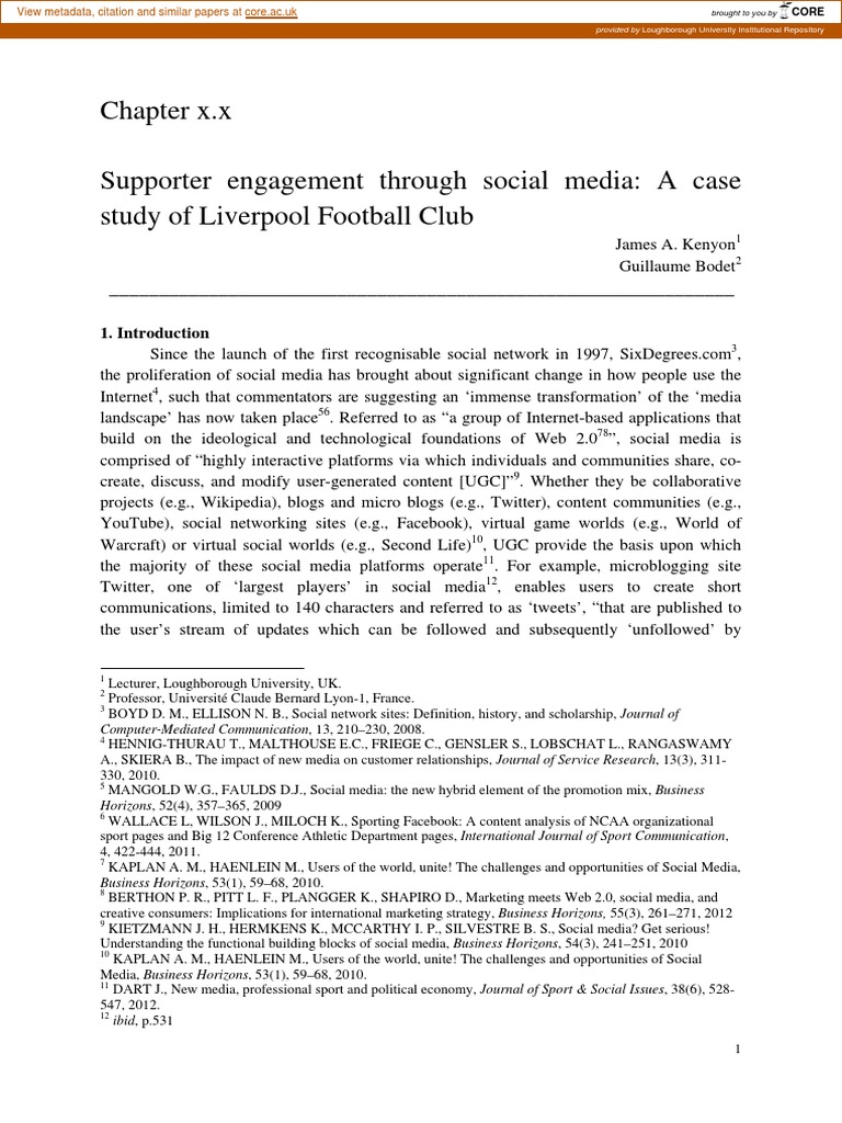Supporter Engagement Through Social Media: A Case Study of Liverpool ...