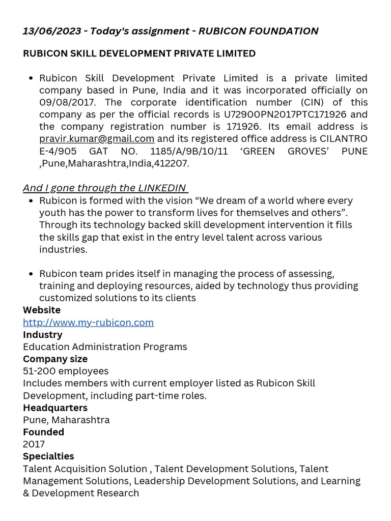 Rubicon Skill Development Overview | PDF