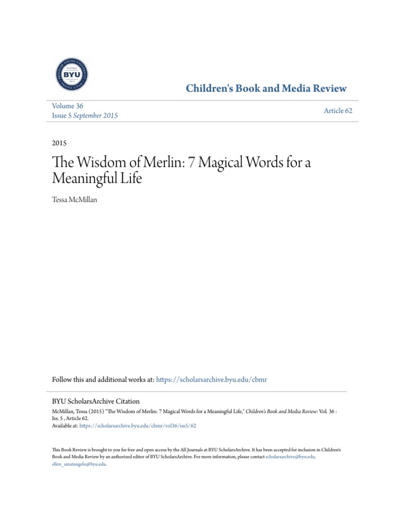 The Wisdom of Merlin - 7 Magical Words For A Meaningful Life | PDF