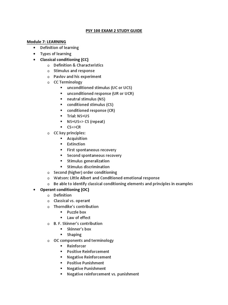 PSY100-Exam 2-Study Guide | PDF | Self-Improvement | Science & Mathematics