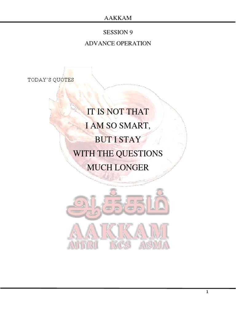 Advance Operation (Module 1) | PDF