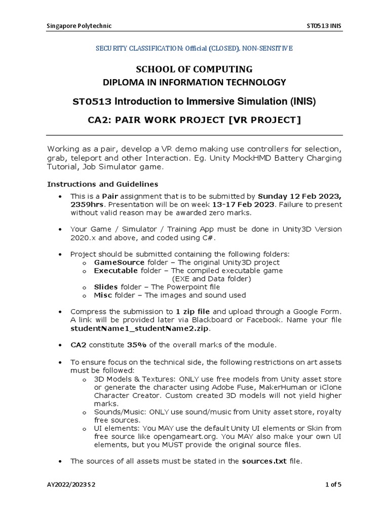 Ca2 Inis 2022 - 2023 - S2 | PDF | Unity (Game Engine) | Plagiarism