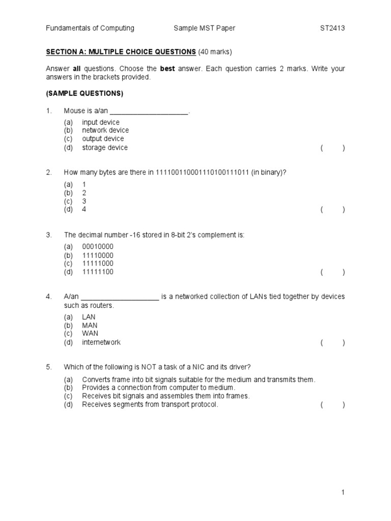 ST2413 FOC Sample MST Paperv1.1 | PDF | Computer Network | Network Architecture