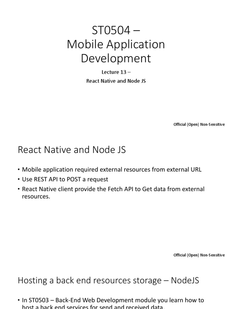 Lesson 13 - React Native and Node JS | PDF