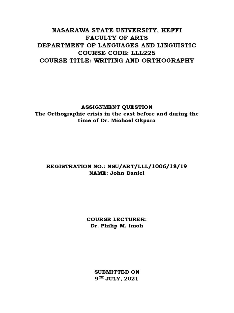 Orthography Assignment | PDF | Orthography | Cognitive Science