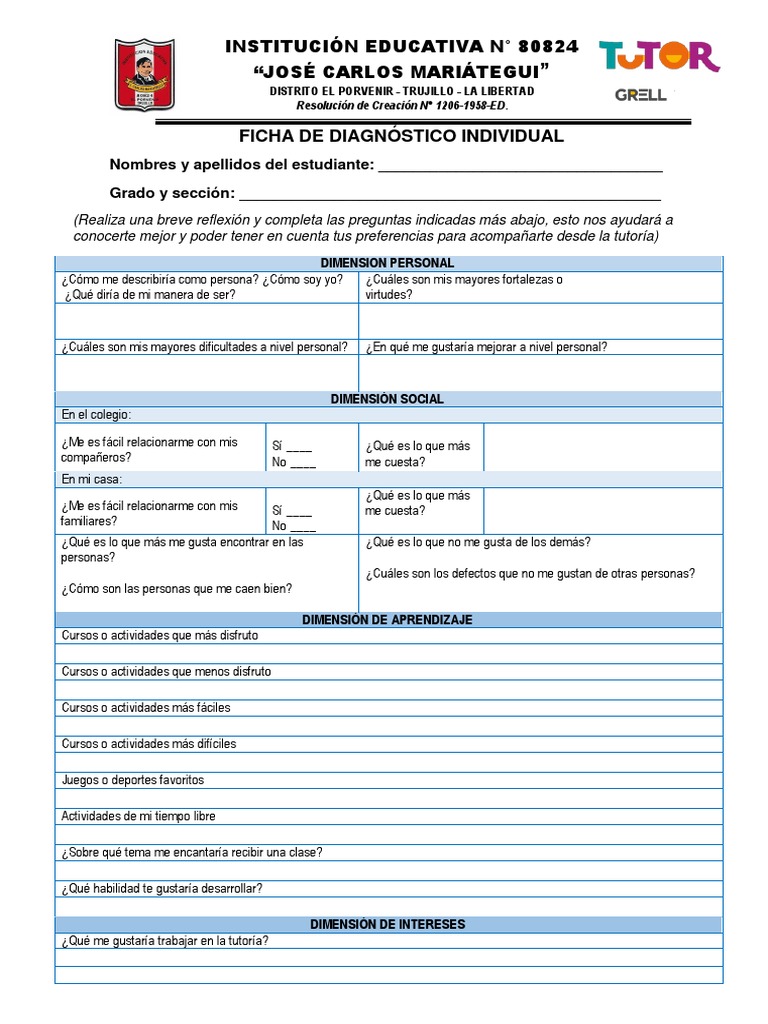 12. Ficha de Diagnostico Individual - 2021 (1) | PDF