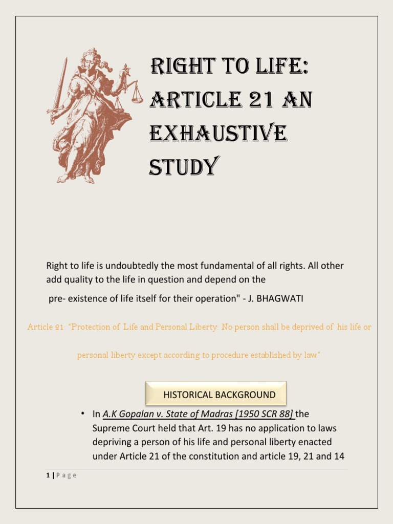 Article 21: Right to Life Explained | PDF | Right To Privacy | Ethical ...