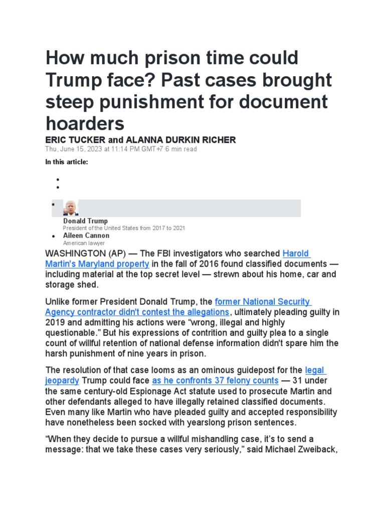 How much prison time could Trump face | PDF | Plea | Prosecutor How much prison time could Trump face | PDF | Plea | Prosecutor