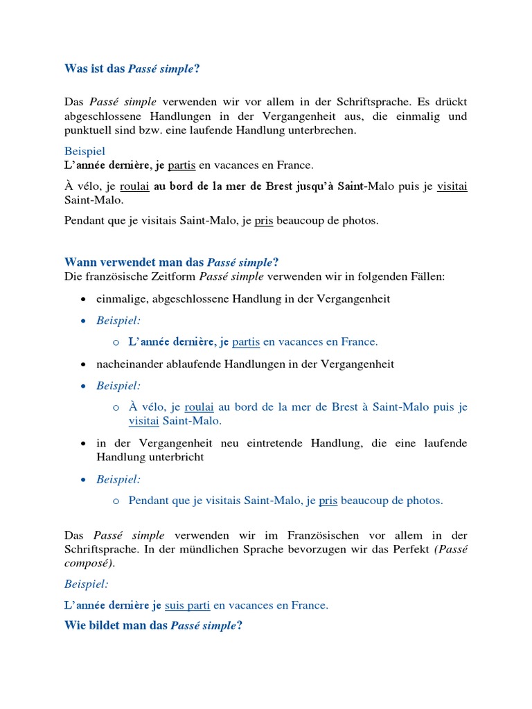 Passé Simple | PDF