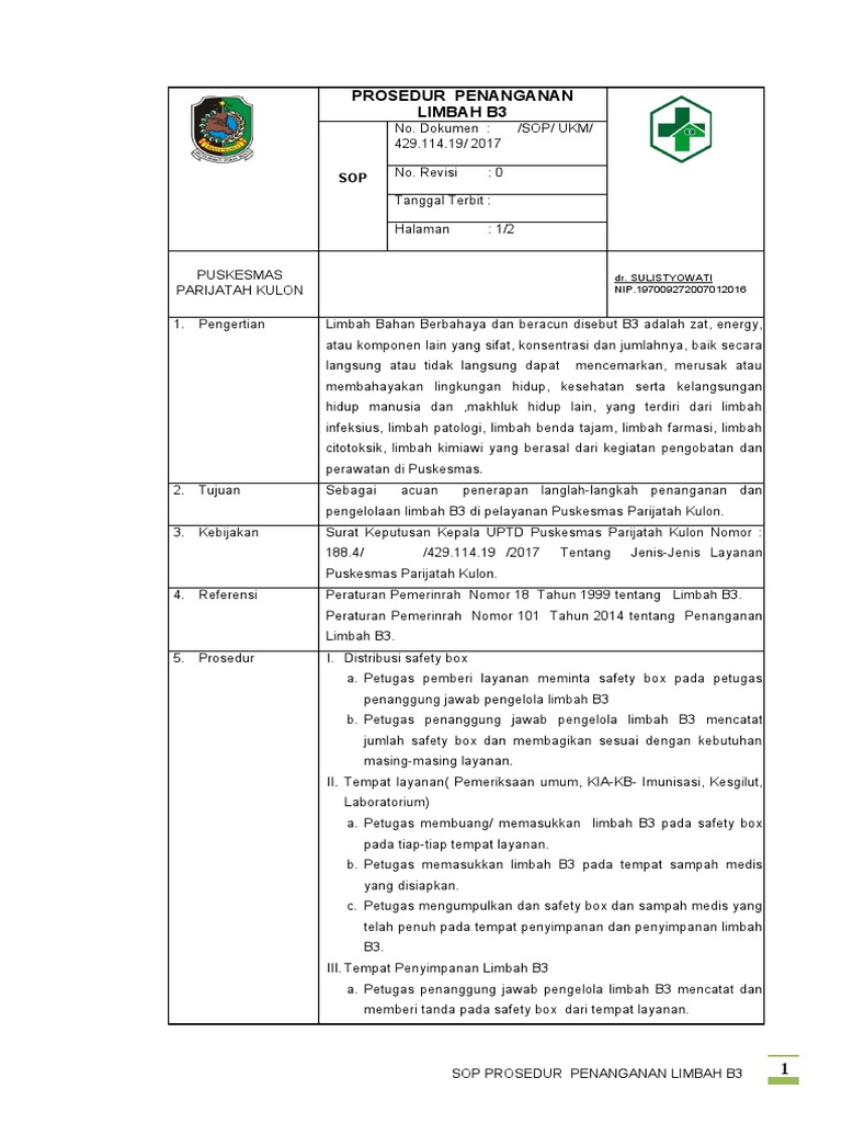 SOP Penanganan limbah B3 | PDF