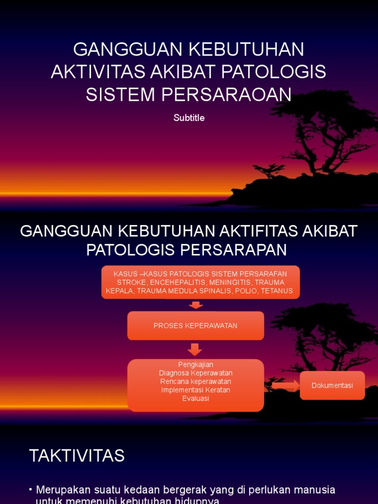 GANGGUAN KEBUTUHAN AKTIVITAS AKIBAT PATOLOGIS SISTEM PERSARAfAN | PDF