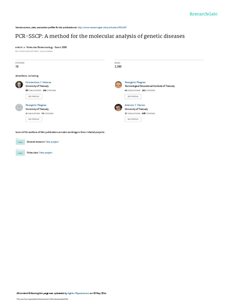 PCR-SSCP A Method For The Molecular Analysis of Ge | PDF | Gel ...