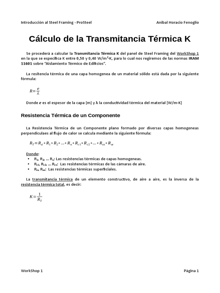 Calculo Transmitancia Termica | PDF | Conductividad térmica ...