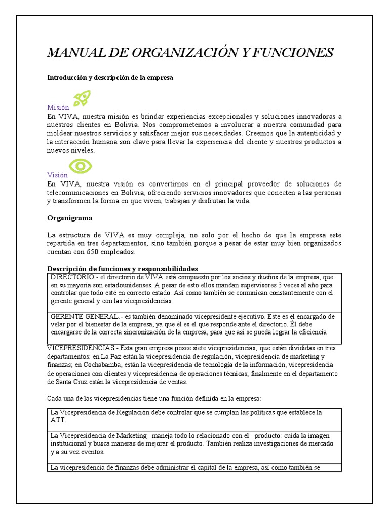 Manual de Organización y Funciones | PDF | Marketing | Negocios económicos