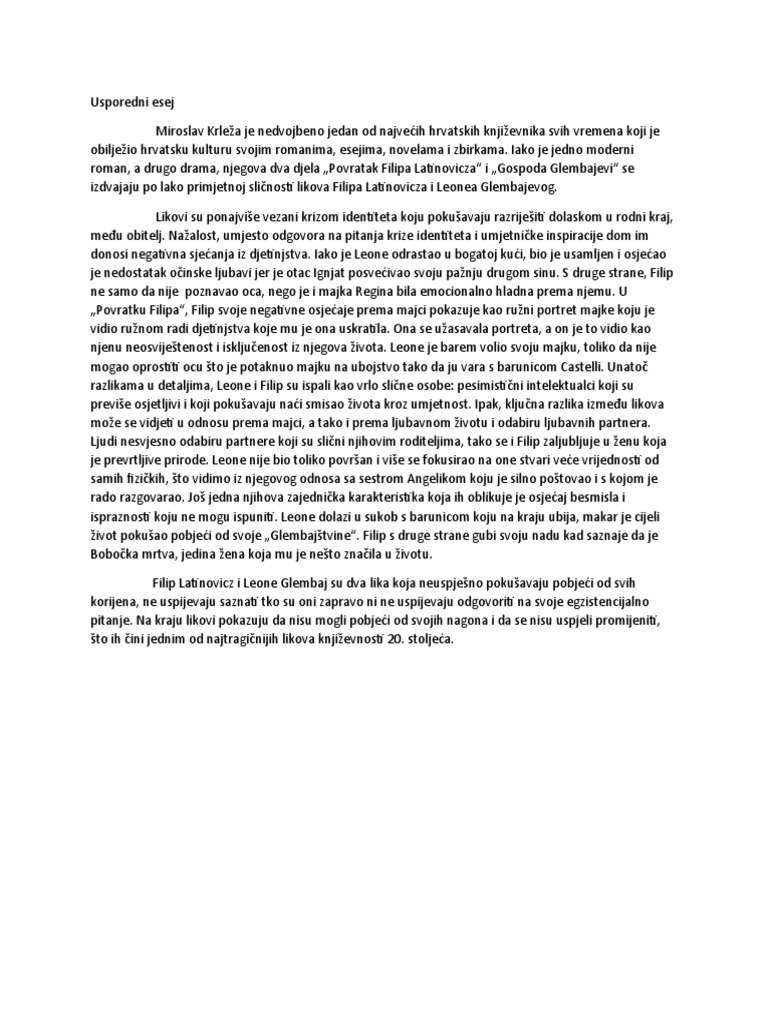 Usporedni Esej | PDF