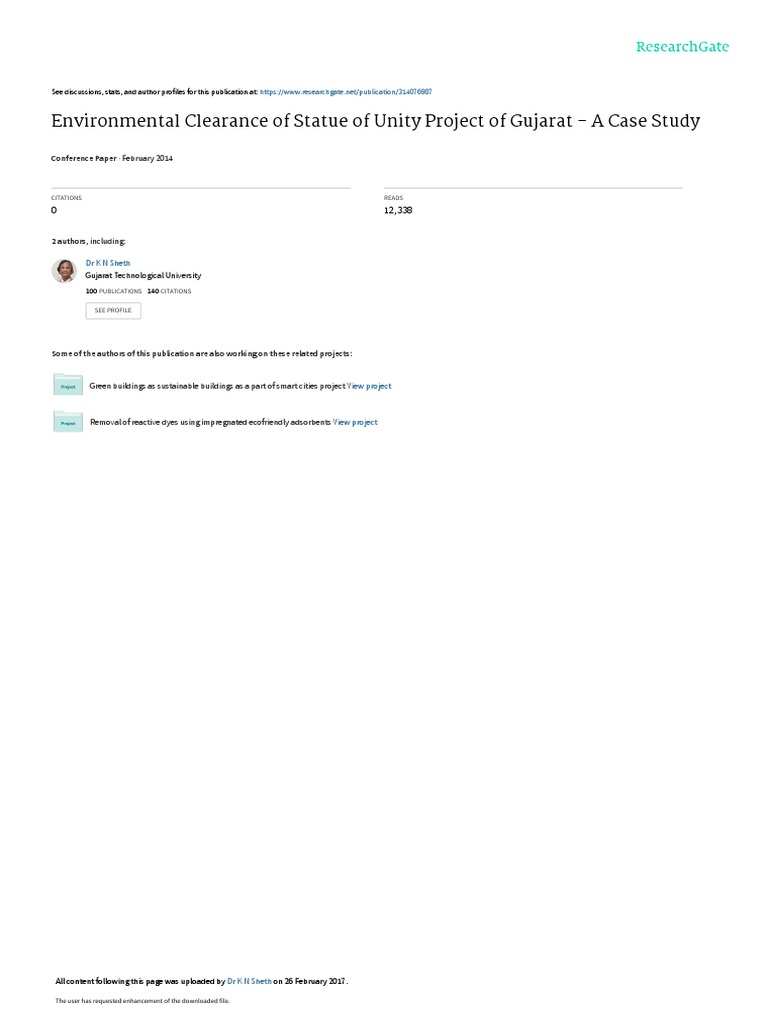 Environmental Clearance of Statue of Unity Project of Gujarat - A Case ...