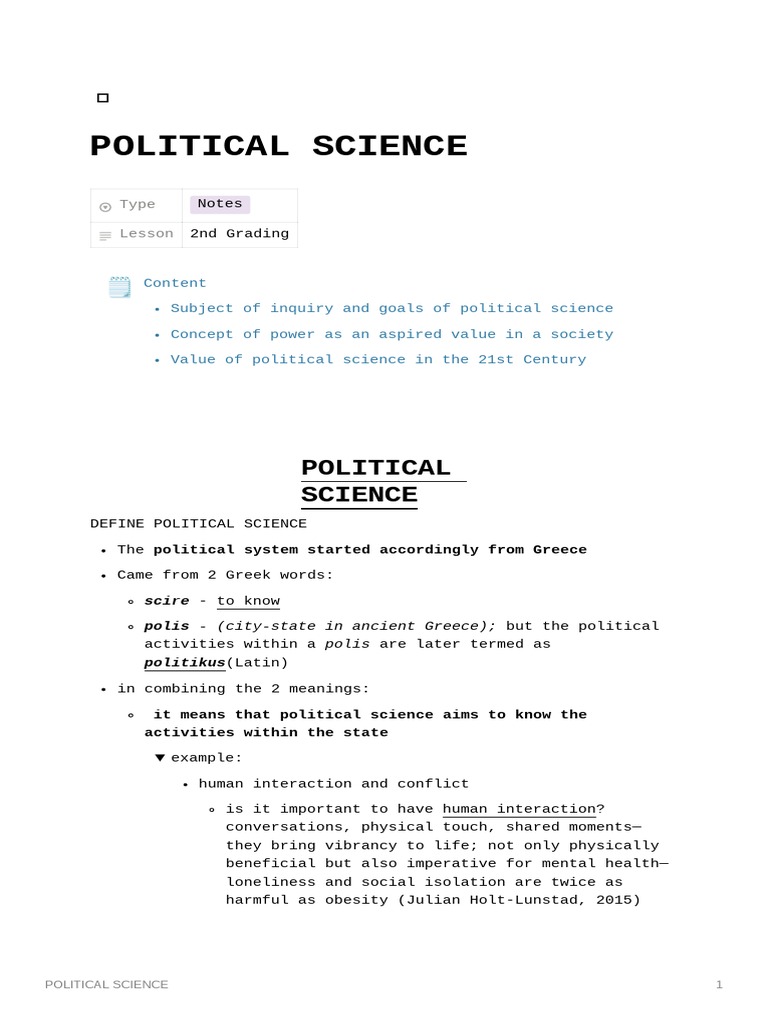 Political Science | PDF | System | Science