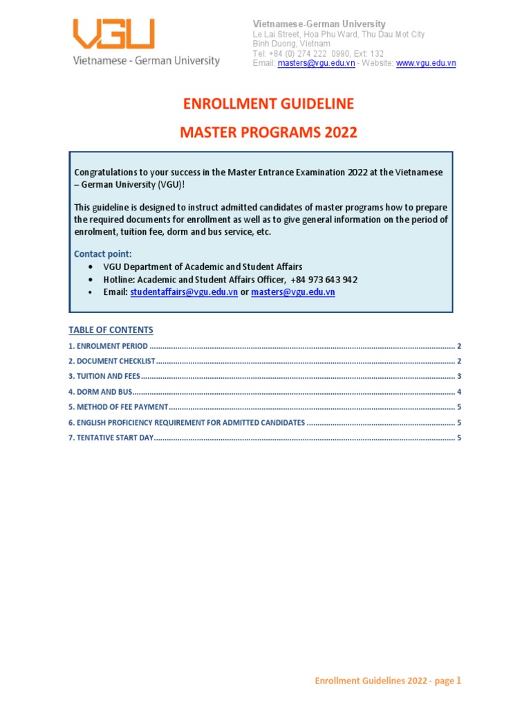 Enrollment Guideline For Master Programs 2022 | PDF | Vietnam