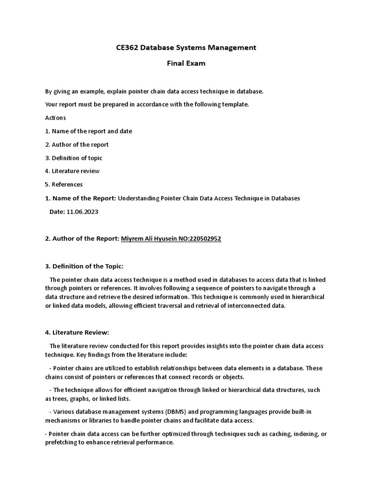 CE362 Database Systems Management Final Exam | PDF | Databases ...