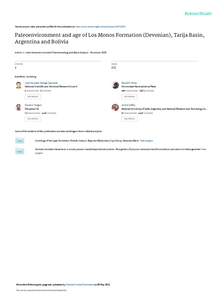 Paleoenvironment and Age of Los Monos Formation (Devonian), Tarija ...