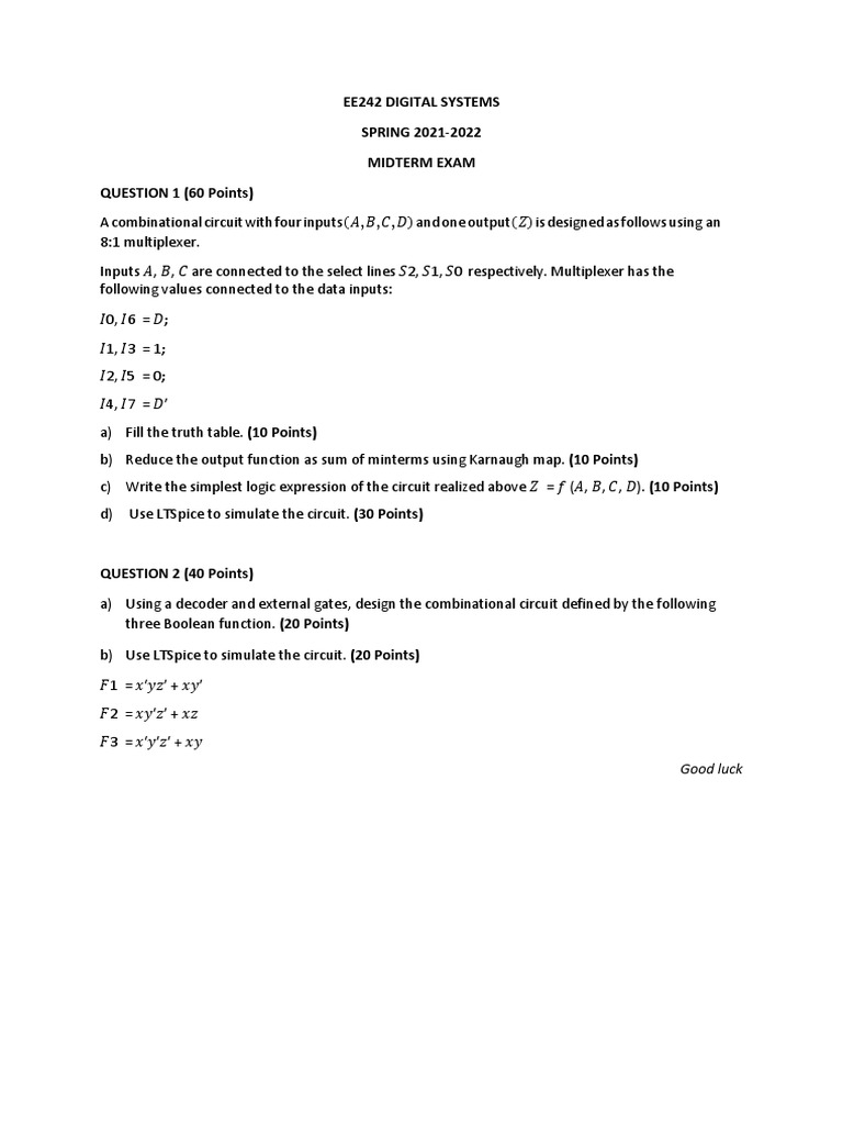 EE242 - Vize Ödevi 2022-2023 Spring | PDF