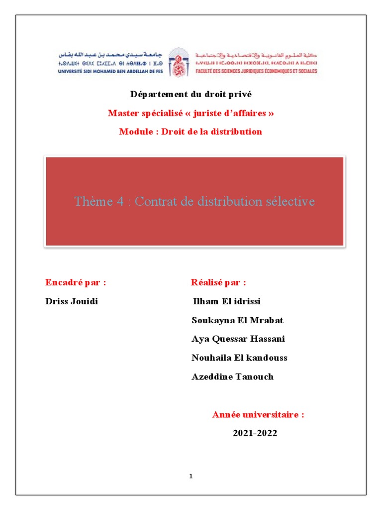 Contrat de La Distribution Sélective 1 | PDF