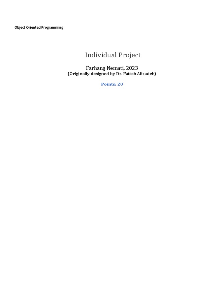 Oop Project Pdf Object Oriented Programming Computer Programming 8496