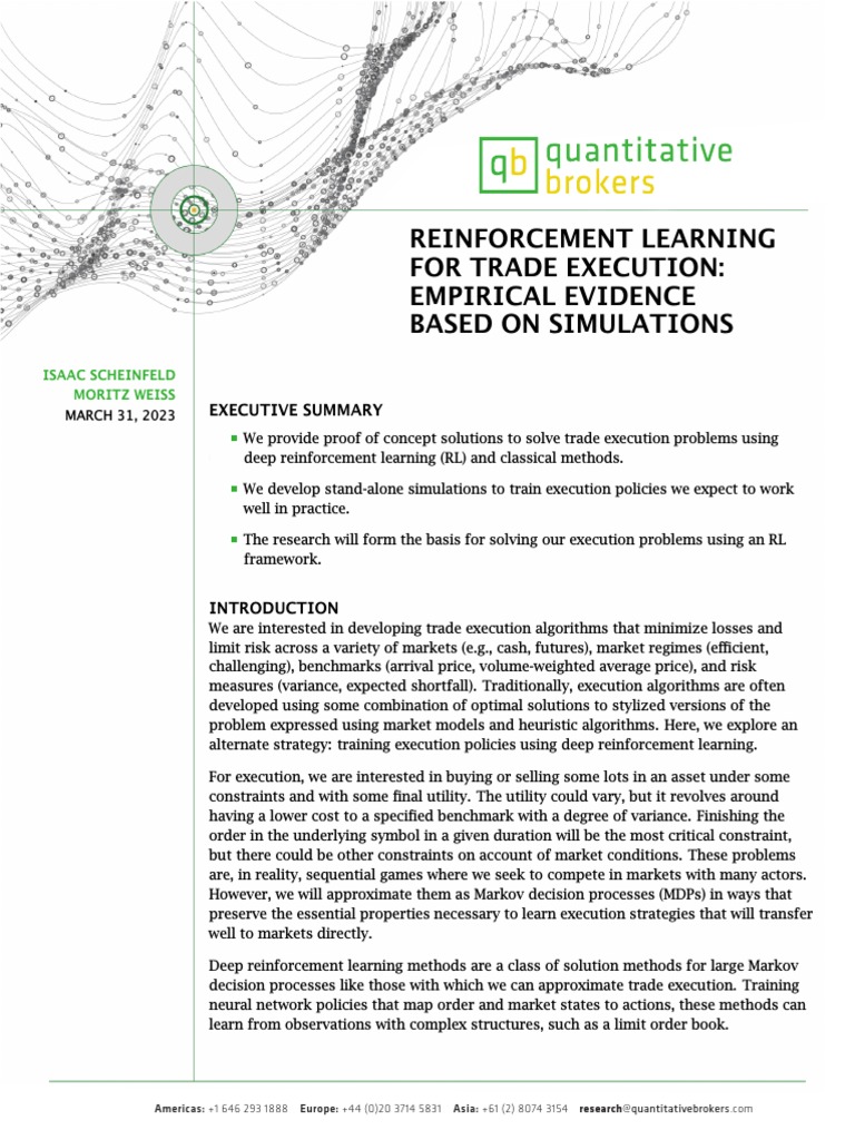 Reinforcement Learning For Trade Execution | PDF | Order (Exchange) | Applied Mathematics