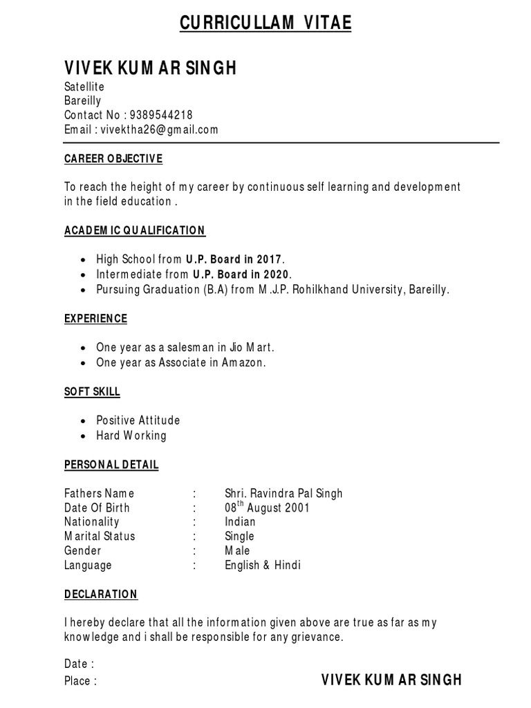 Vivek Kumar Singh - CV | PDF