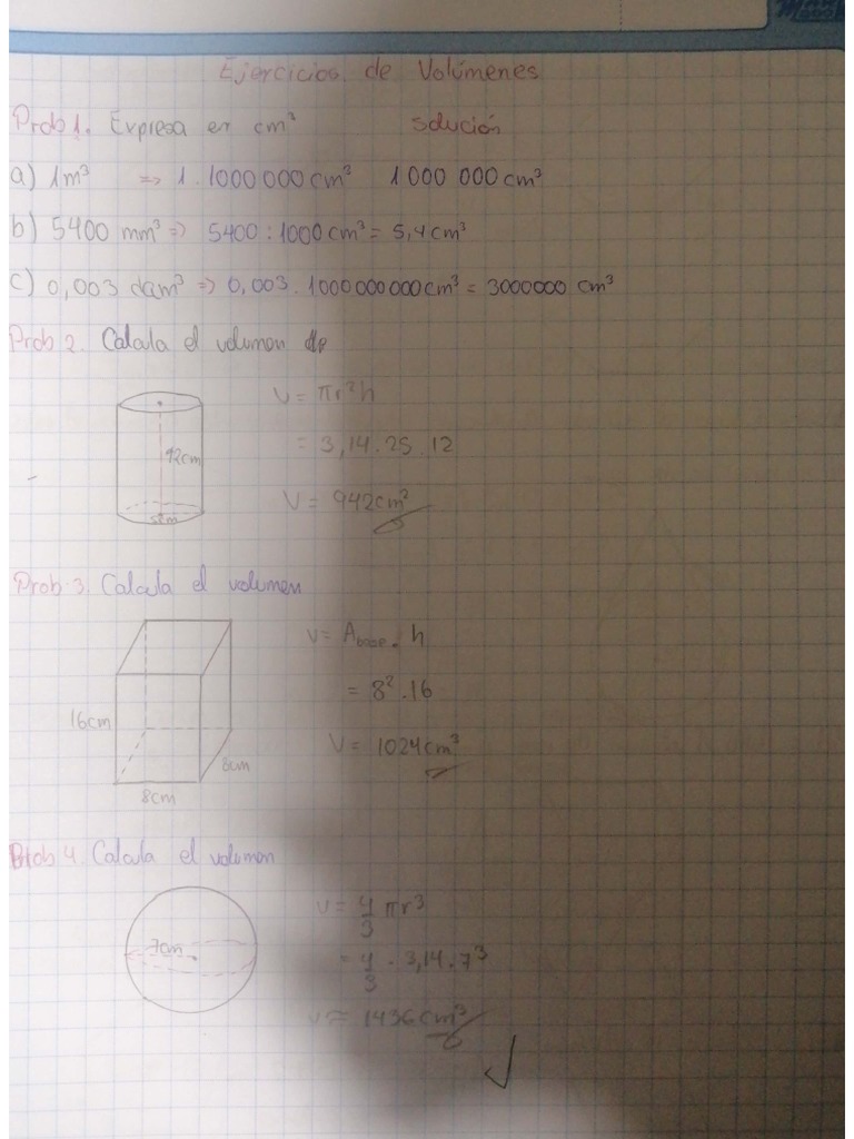 Ejercicios Prácticos de Áreas y Volúmenes | PDF