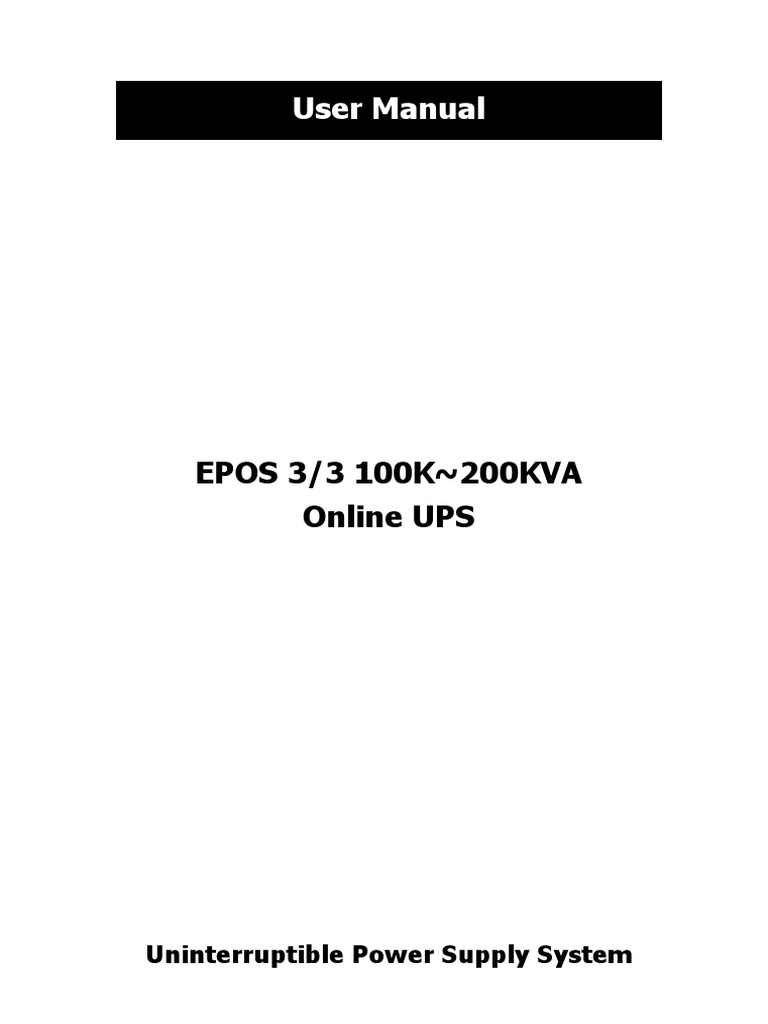 EPOS100-200kVA UserManual | PDF | Computer Monitor | Mains Electricity