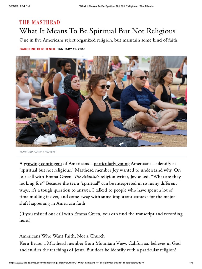What It Means To Be Spiritual But Not Religious - The Atlantic | PDF ...