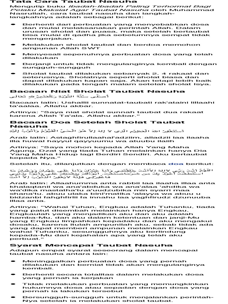 Panduan Taubat Nasuha Lengkap | PDF