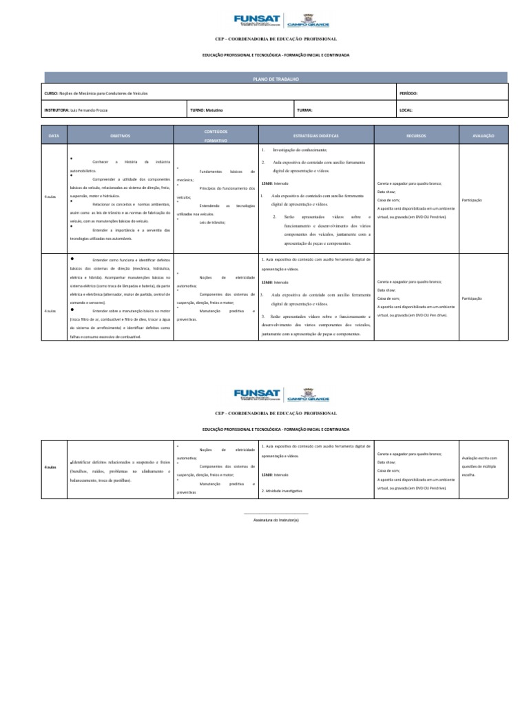 2.Plano de Aula_Noções Básicas de Mecânica | PDF 2.Plano de Aula_Noções Básicas de Mecânica | PDF