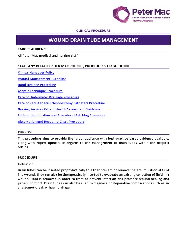 Wound Drain Tube Management v2 | PDF | Surgery | Wound