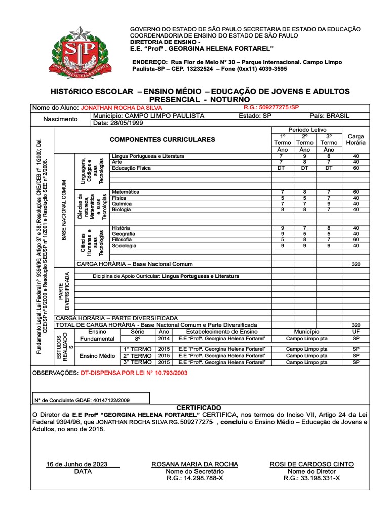 Historico Escolar | PDF