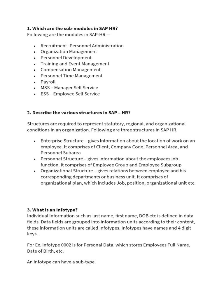 SAP HCM Interview Question | PDF | Human Resources | Payroll