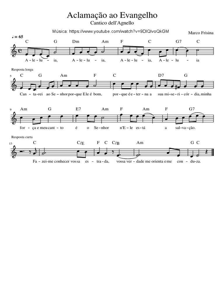 Partitura de Aleluia - Marco Frisina | PDF
