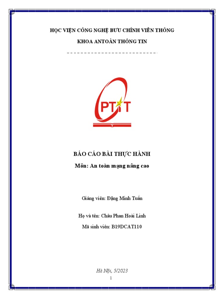 Học Viện Công Nghệ Bưu Chính Viễn Thông Khoa Antoàn Thông Tin | PDF