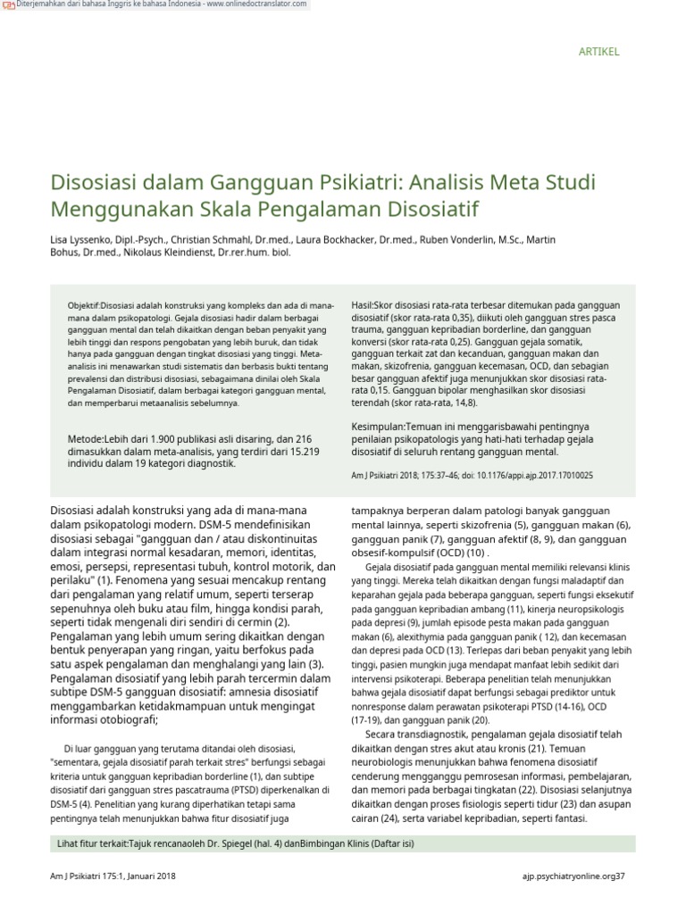 Journal Dissociative Disorders - En.id | PDF