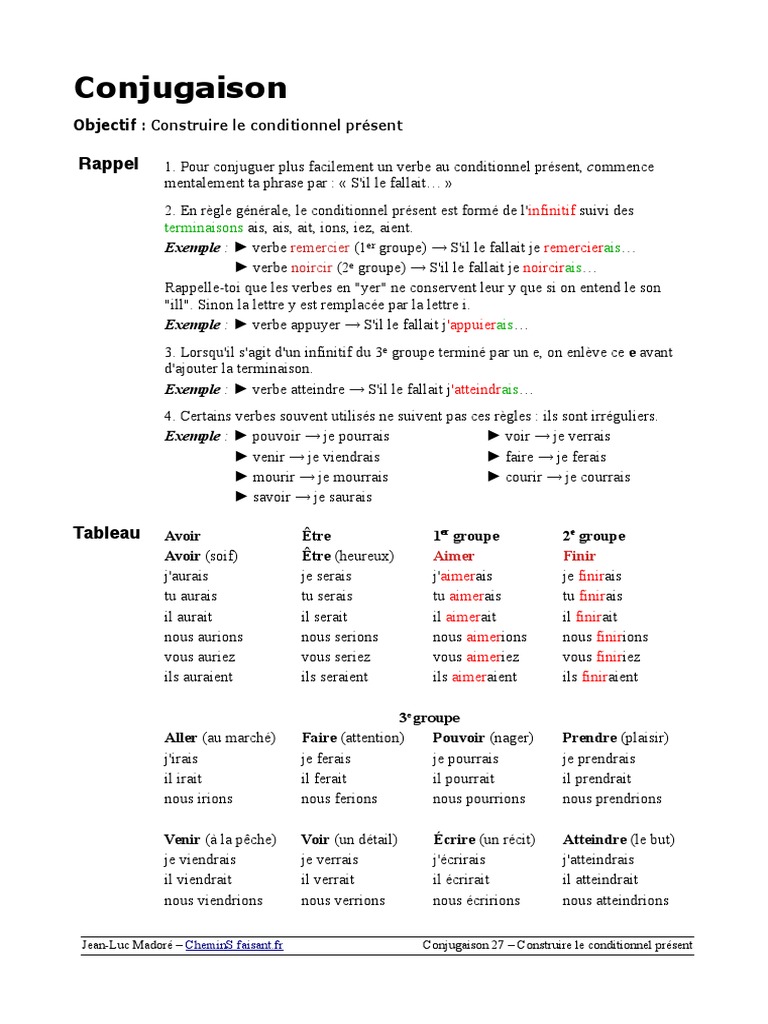 Conjugaison 27 | PDF | Verbe | Relations syntaxiques