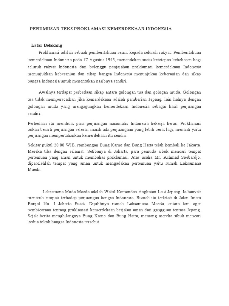 Makalah Perumusan Teks Proklamasi Kemerdekaan | PDF | Sejarah