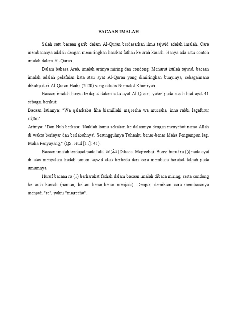 Bacaan Imalah | PDF
