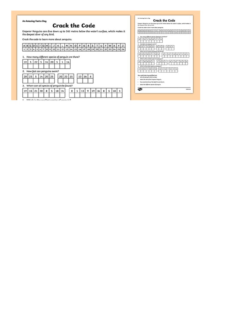 Crack The Code Penguin Worksheet | PDF
