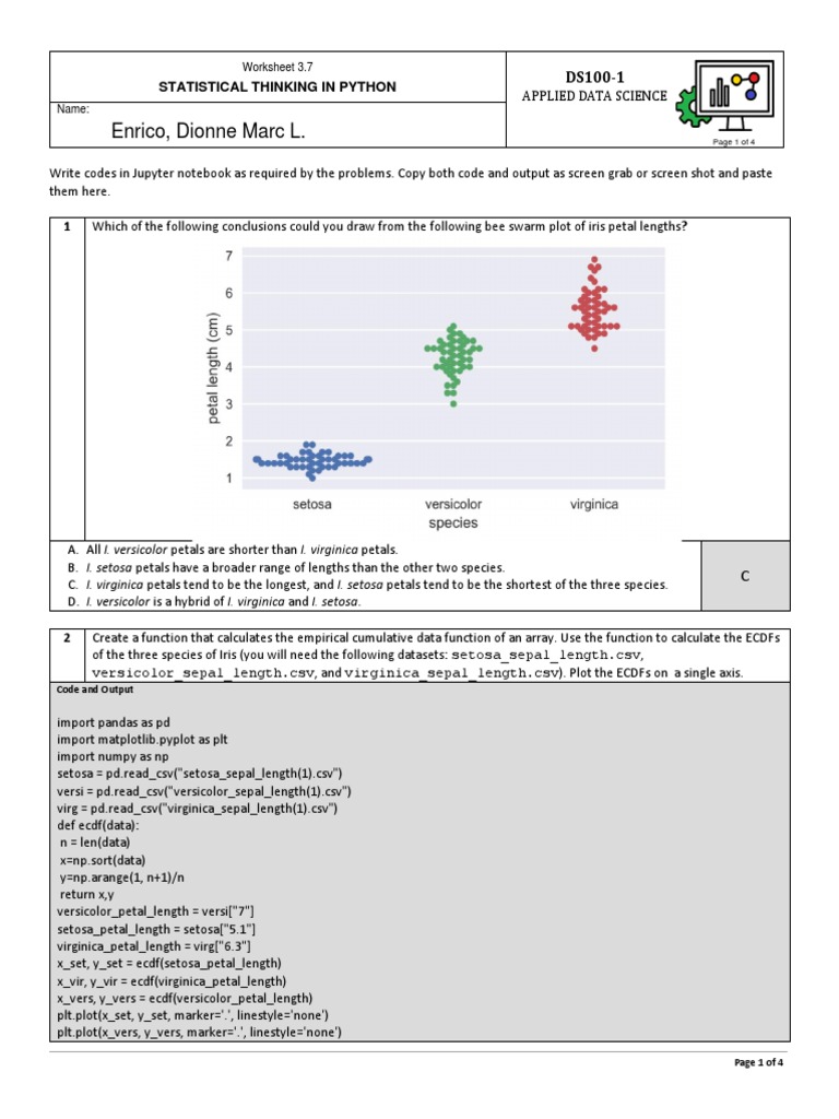 Ds100 1 Ws 3 7 Enrico Dm Pdf Statistics