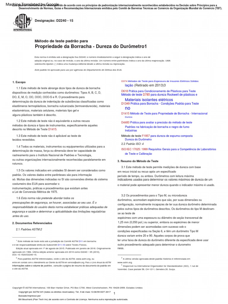 ASTM D2240 Durometer Hardness | PDF | Dureza | Medição